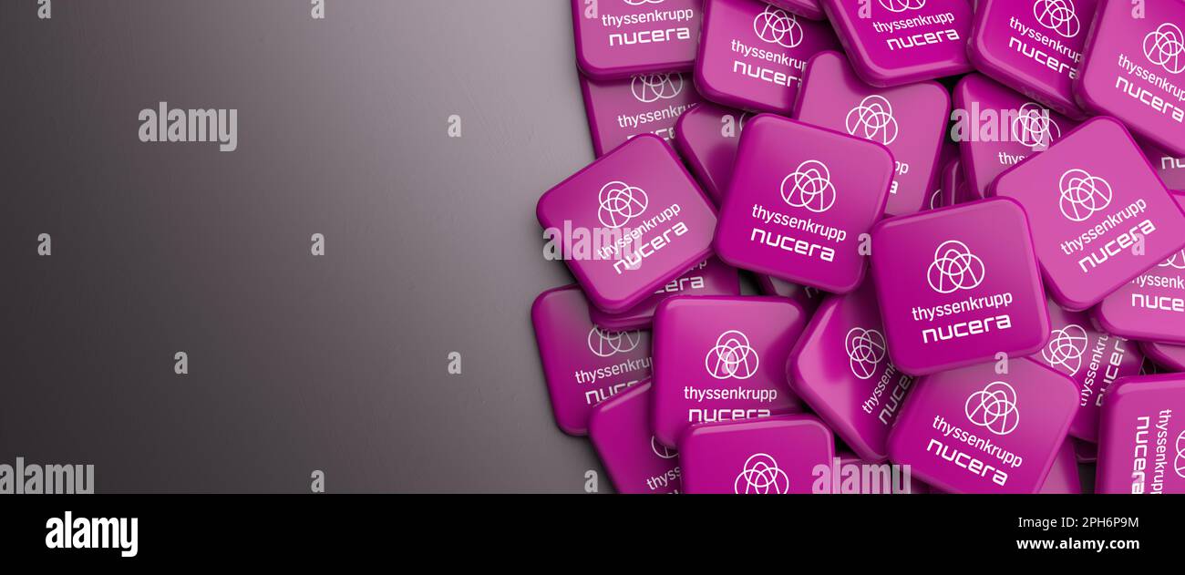 Logos of Nucera a subsidiary of ThyssenKrupp which manufactures ...