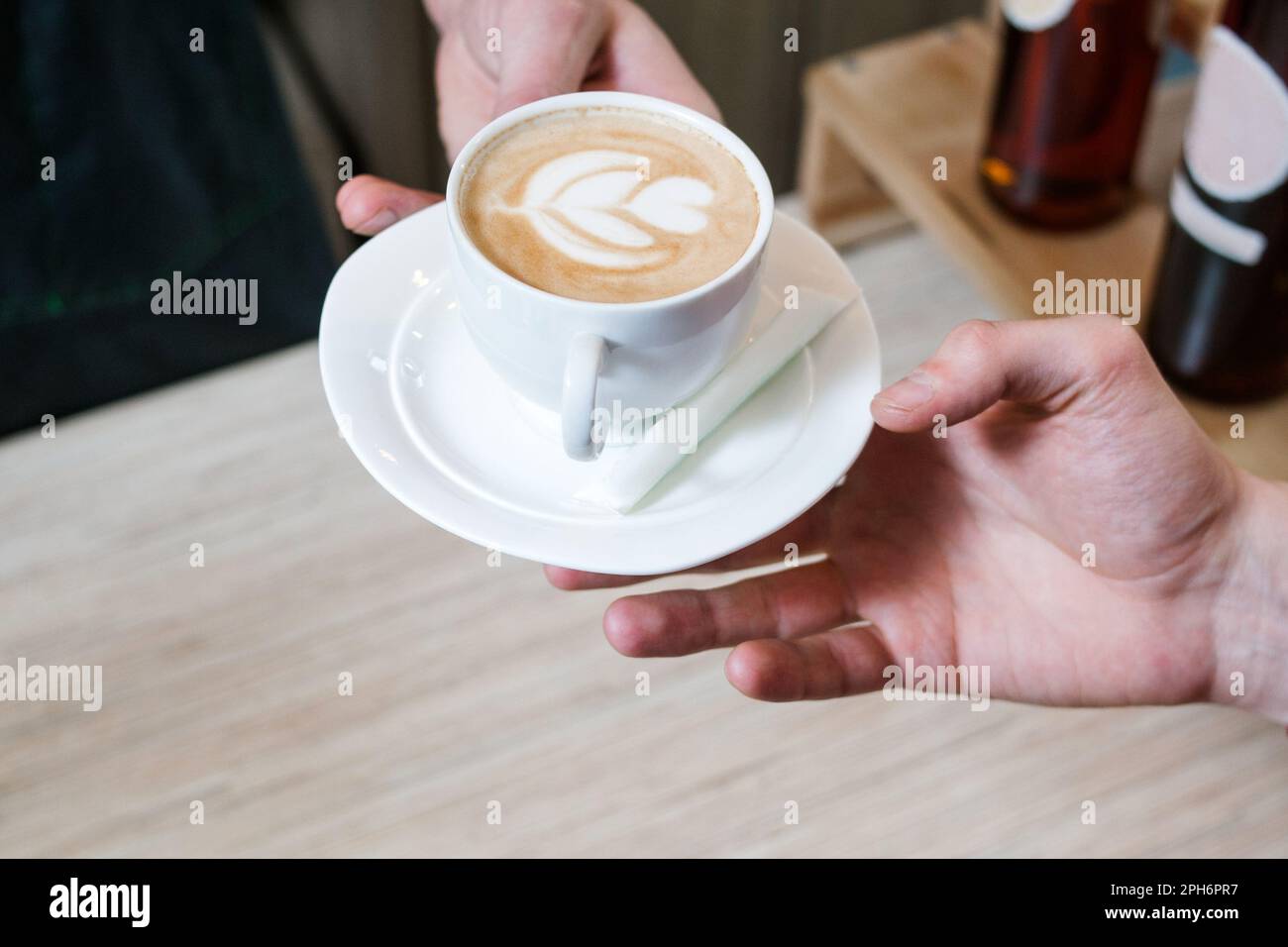 coffee shop menu recipe client served cappuccino Stock Photo - Alamy