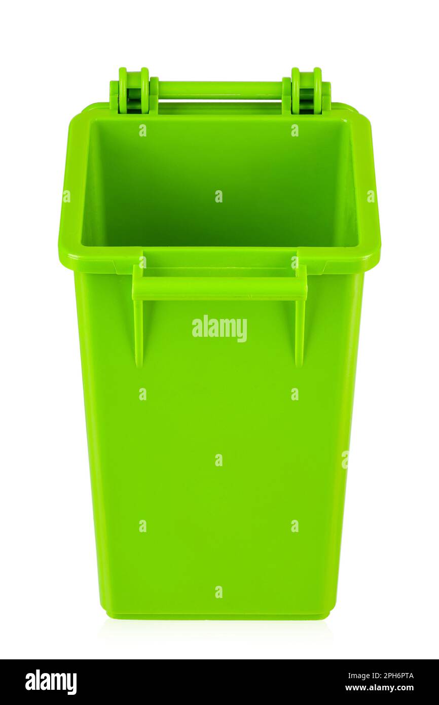 Green recycling bin isolated on white background. Garbage, trash bin ...