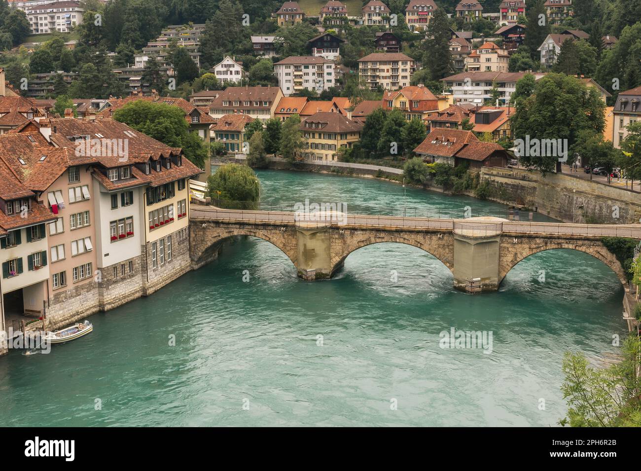 View from above on the stone bridge Untertorbrucke (Lower Gate bridge ...