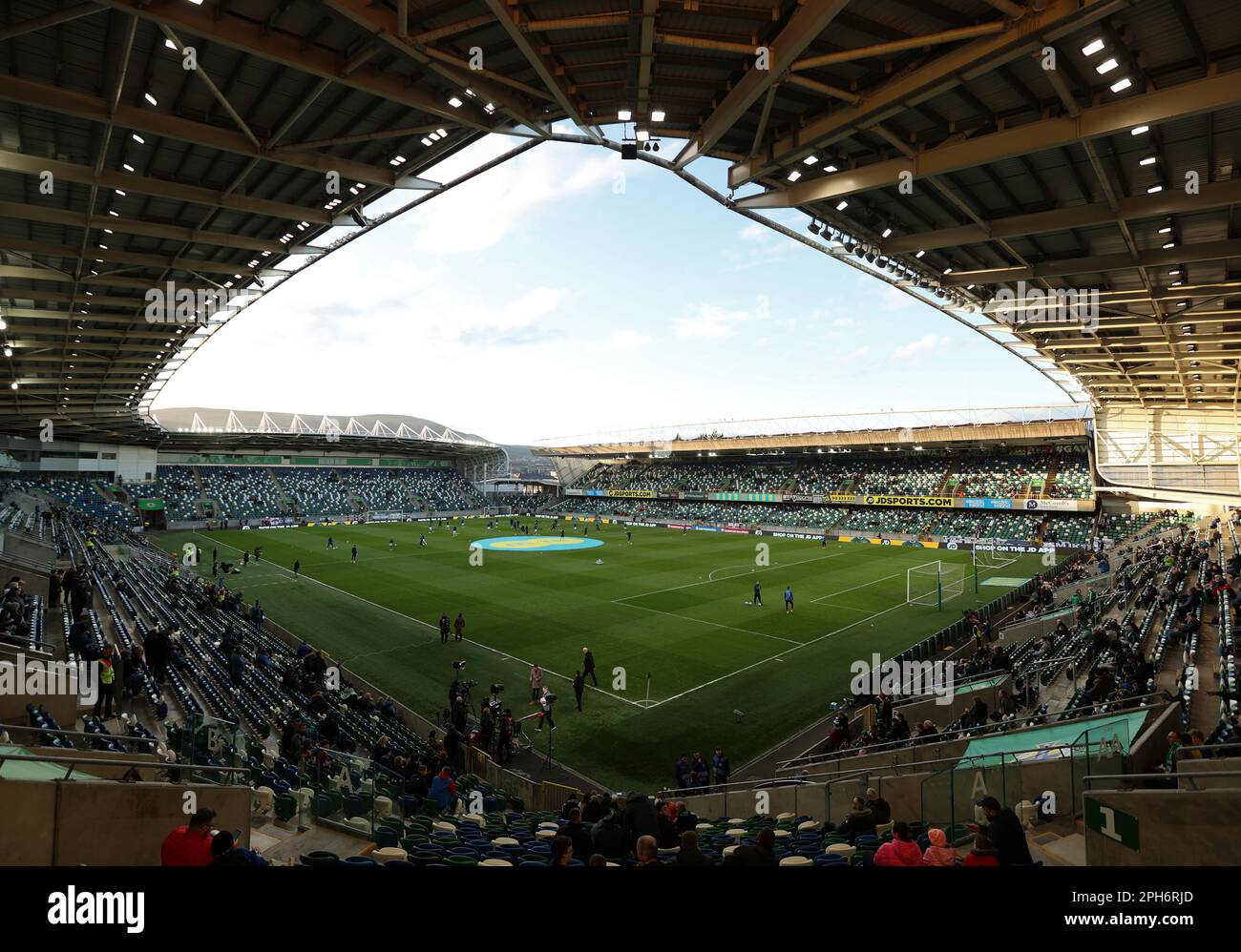 A general view of the pitch ahead of the UEFA Euro 2024 Group H ...