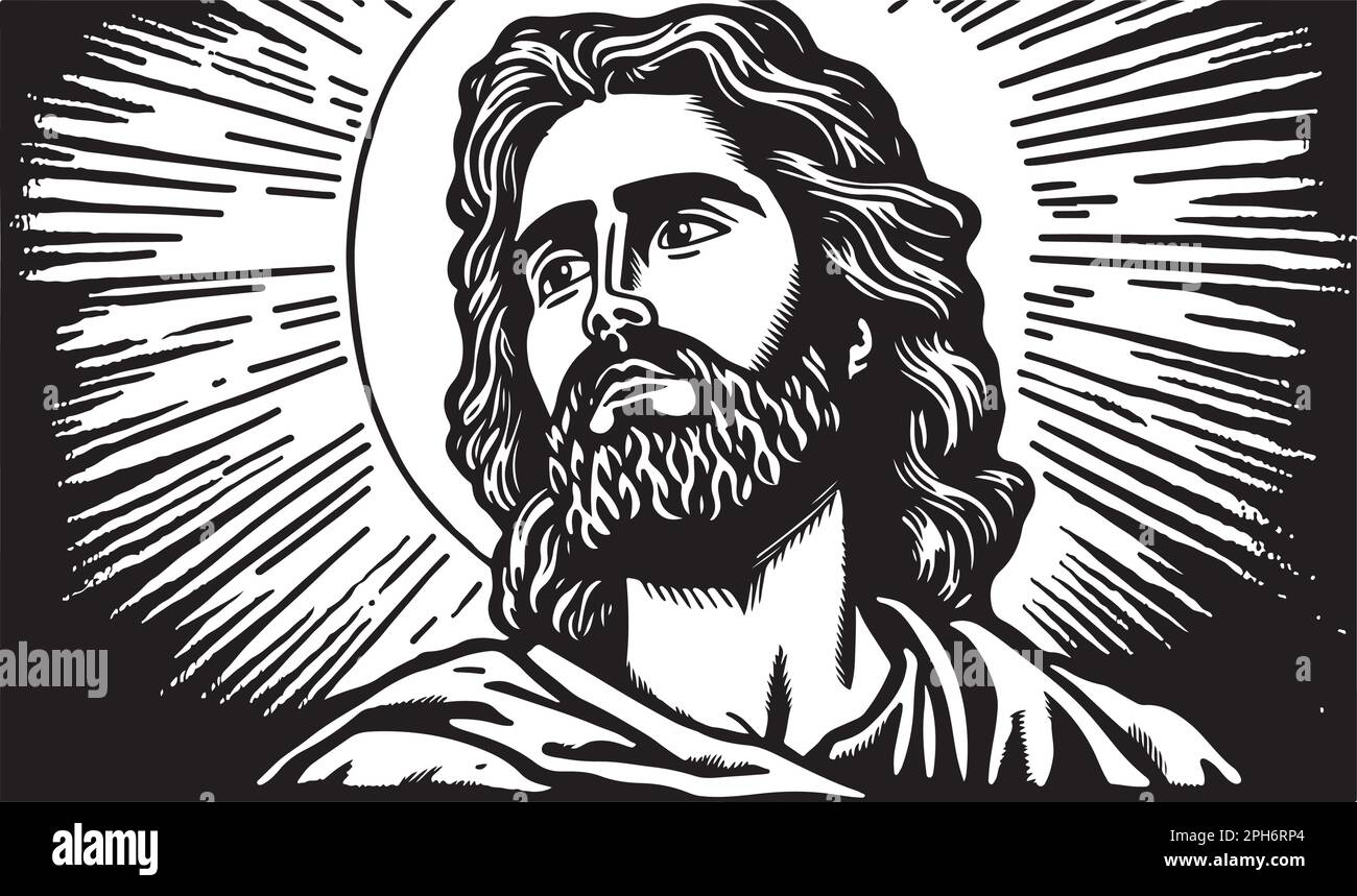 Beautiful linocut art or colouring page of Jesus Christ made for print ...