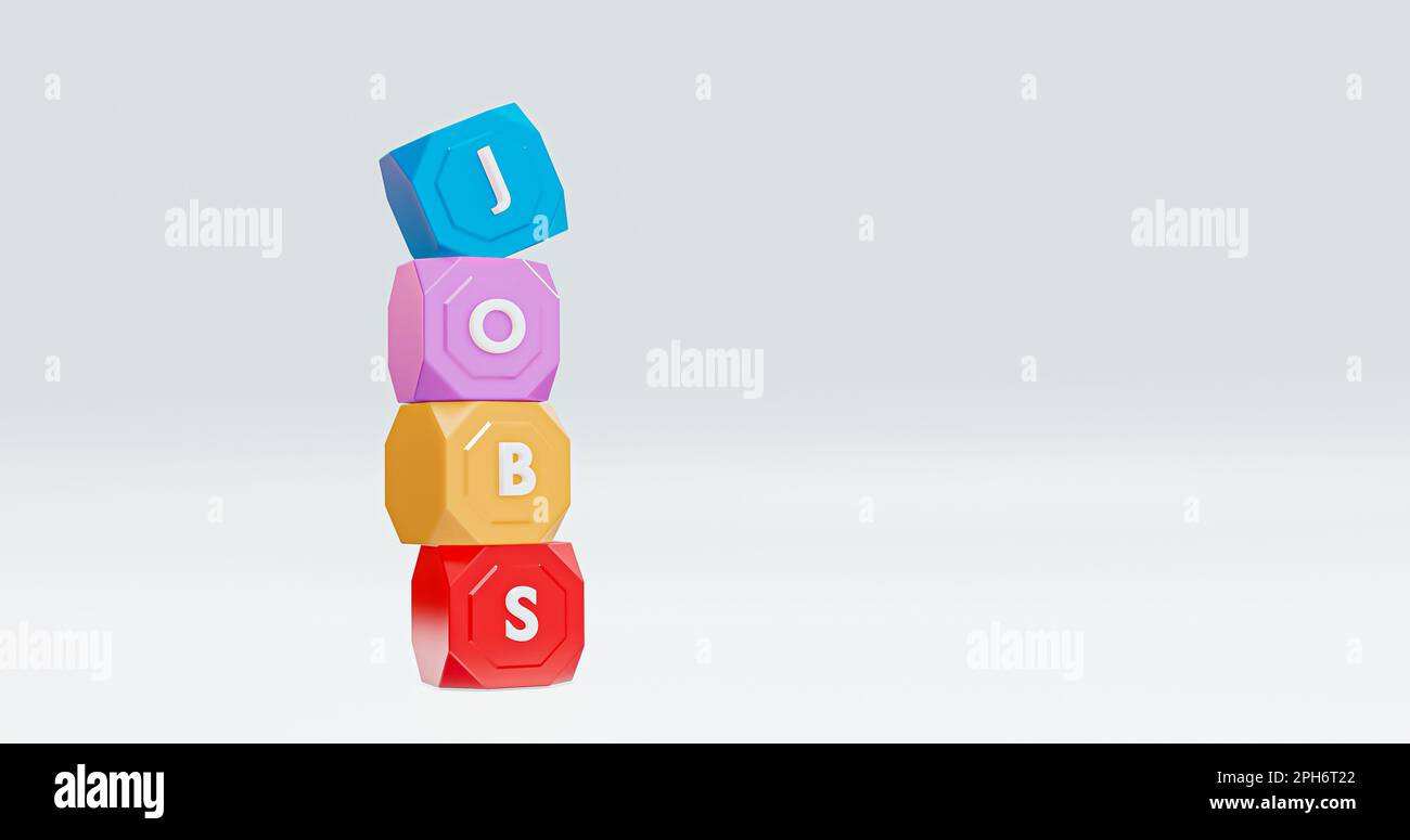 Jobs letter in the Colorful cube 3d illustration image Stock Photo - Alamy