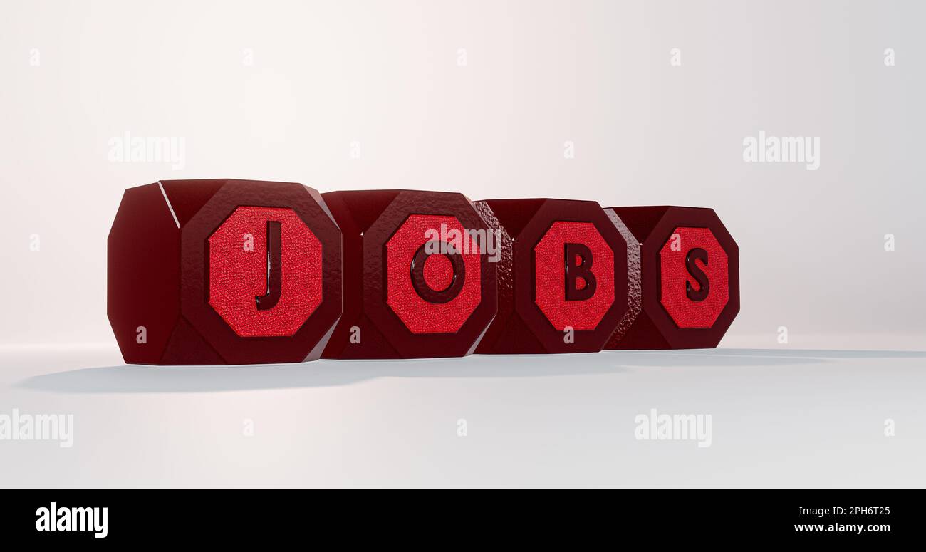 Job letter in Red color cube 3d illustration image Stock Photo - Alamy