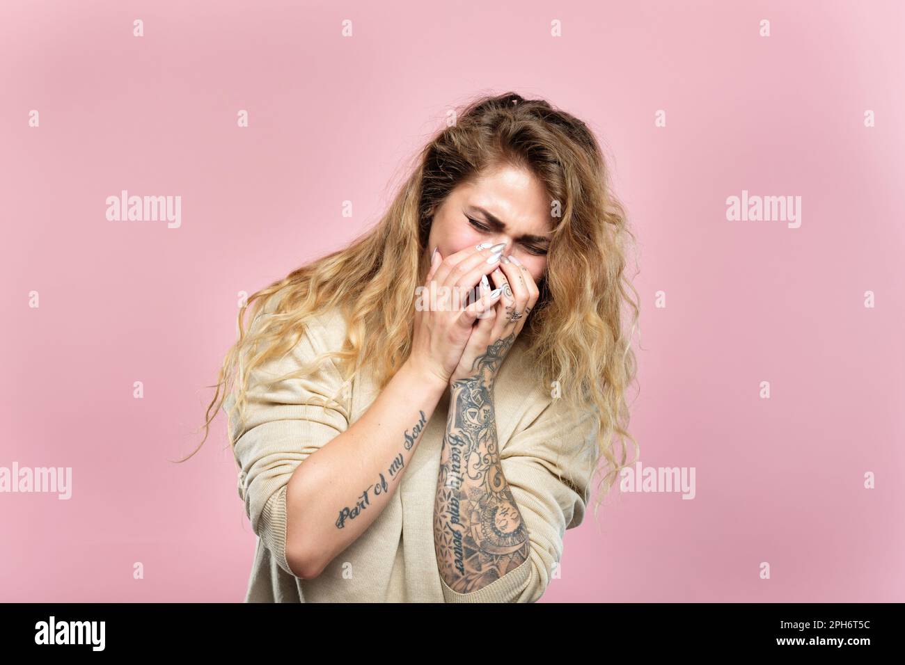 sad crying tearful emotional woman rueful feelings Stock Photo - Alamy