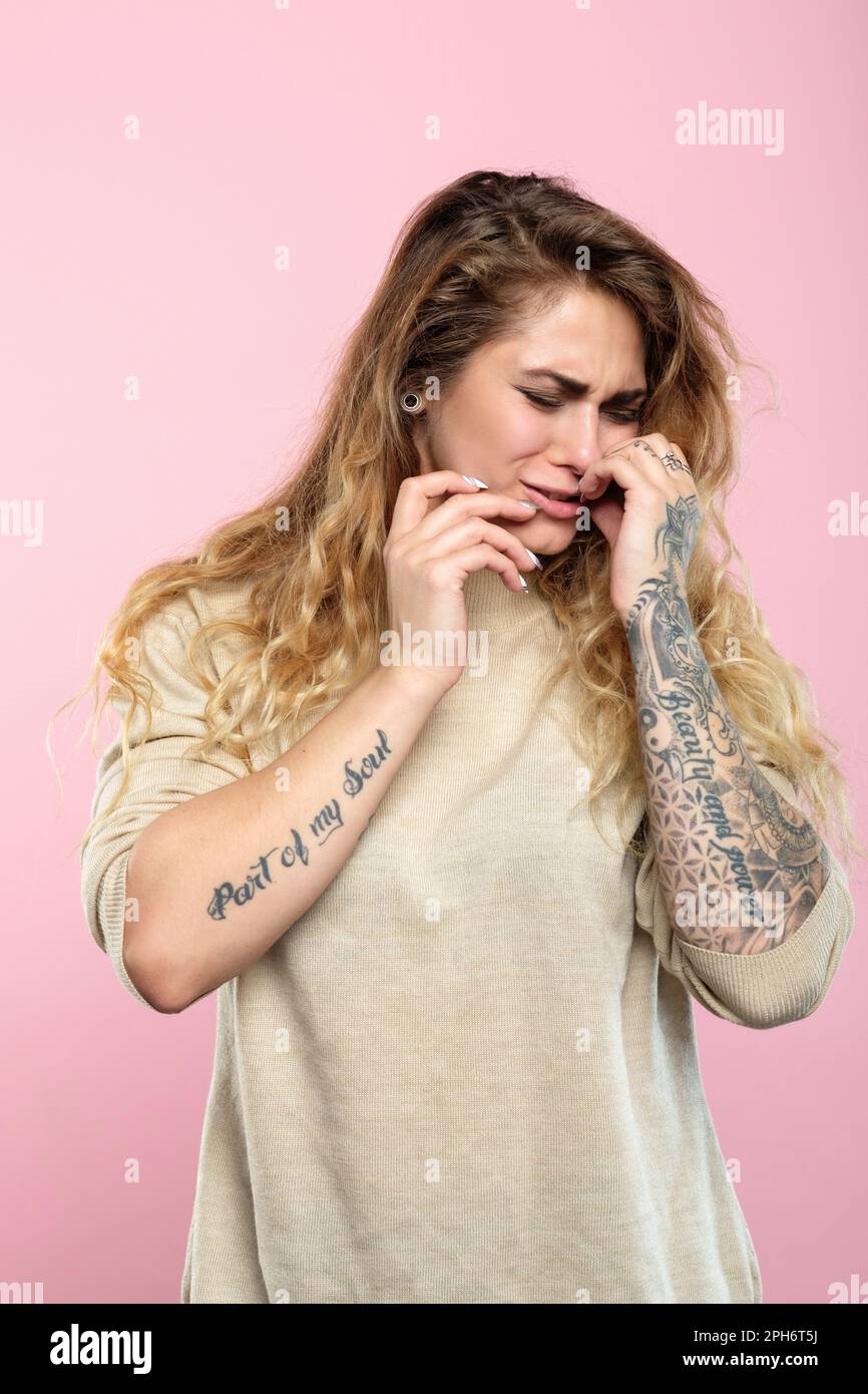 sad crying tearful emotional woman grief distress Stock Photo - Alamy