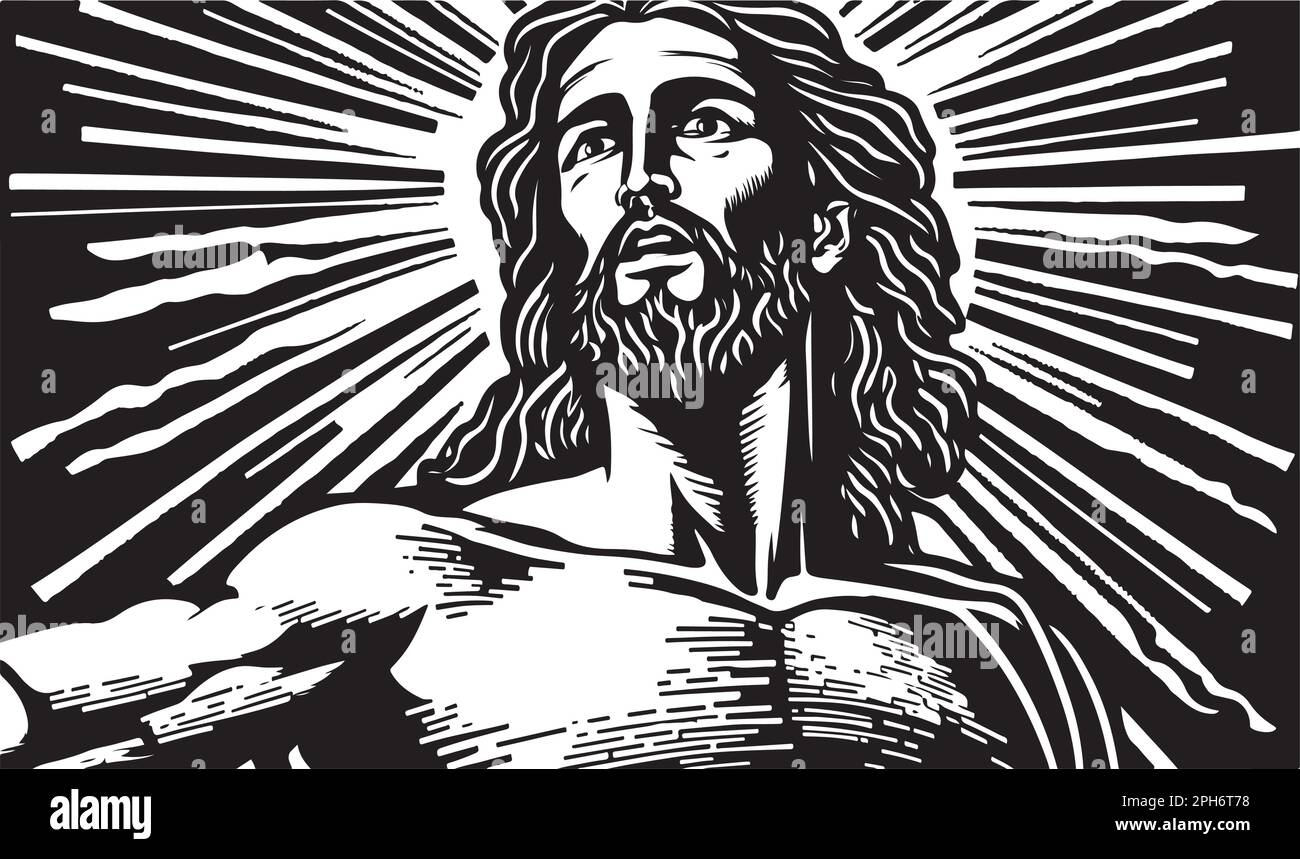 Beautiful linocut art or colouring page of Jesus Christ made for print ...