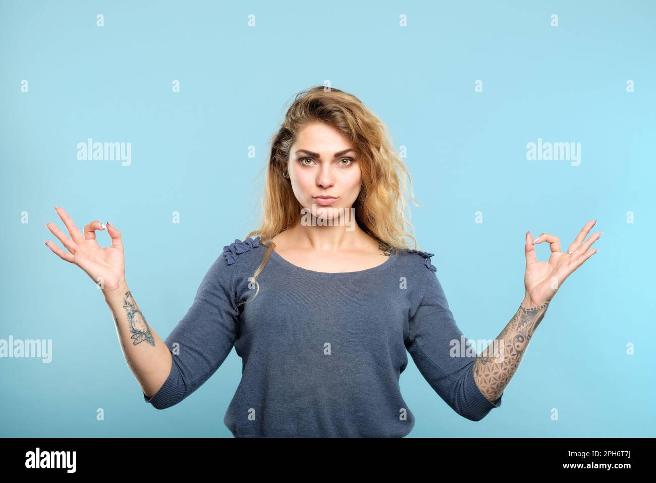 meditation relaxation equilibrium woman chin mudra Stock Photo - Alamy