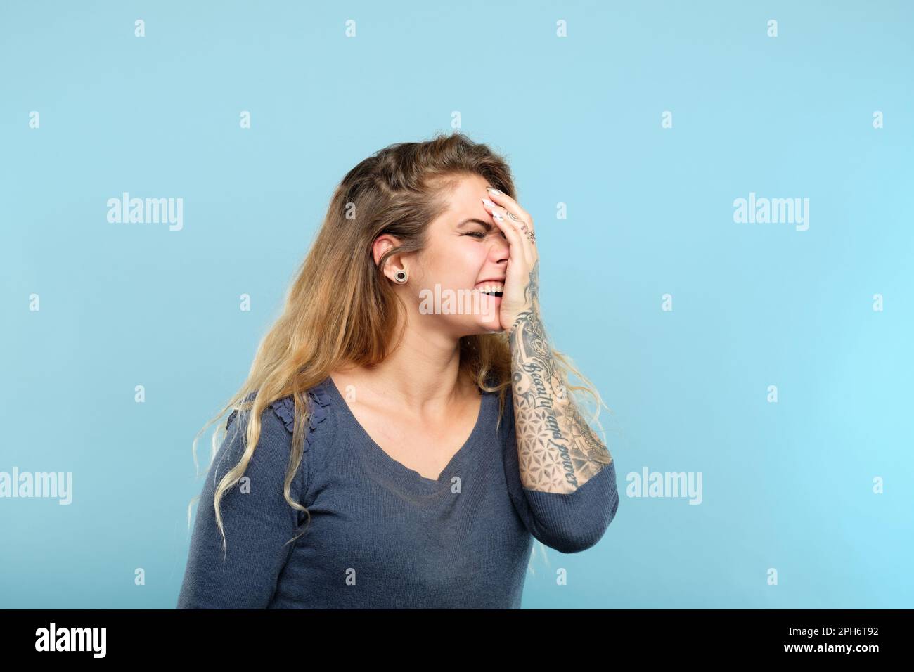 laughing joyful delighted happy woman emotions Stock Photo - Alamy