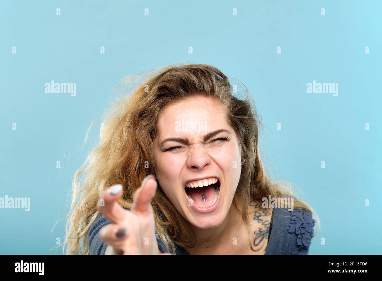 emotion enraged screaming woman pain stress loss Stock Photo - Alamy