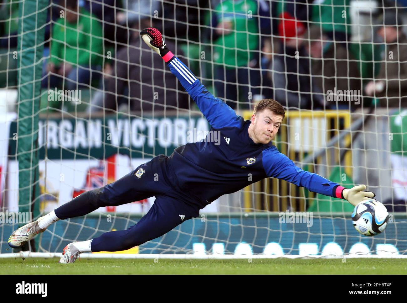 Northern Ireland goalkeeper Bailey Peacock-Farrell warming up ahead of ...