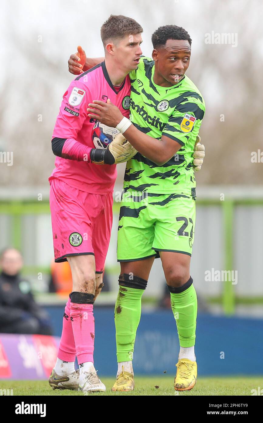 Ross Doohan #31 of Forest Green Rovers and Udoka Godwin-Malife #22 of ...