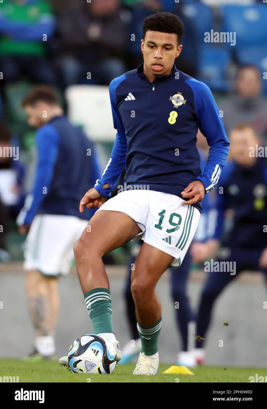 Northern Ireland's Shea Charles warming up ahead of the UEFA Euro 2024 ...