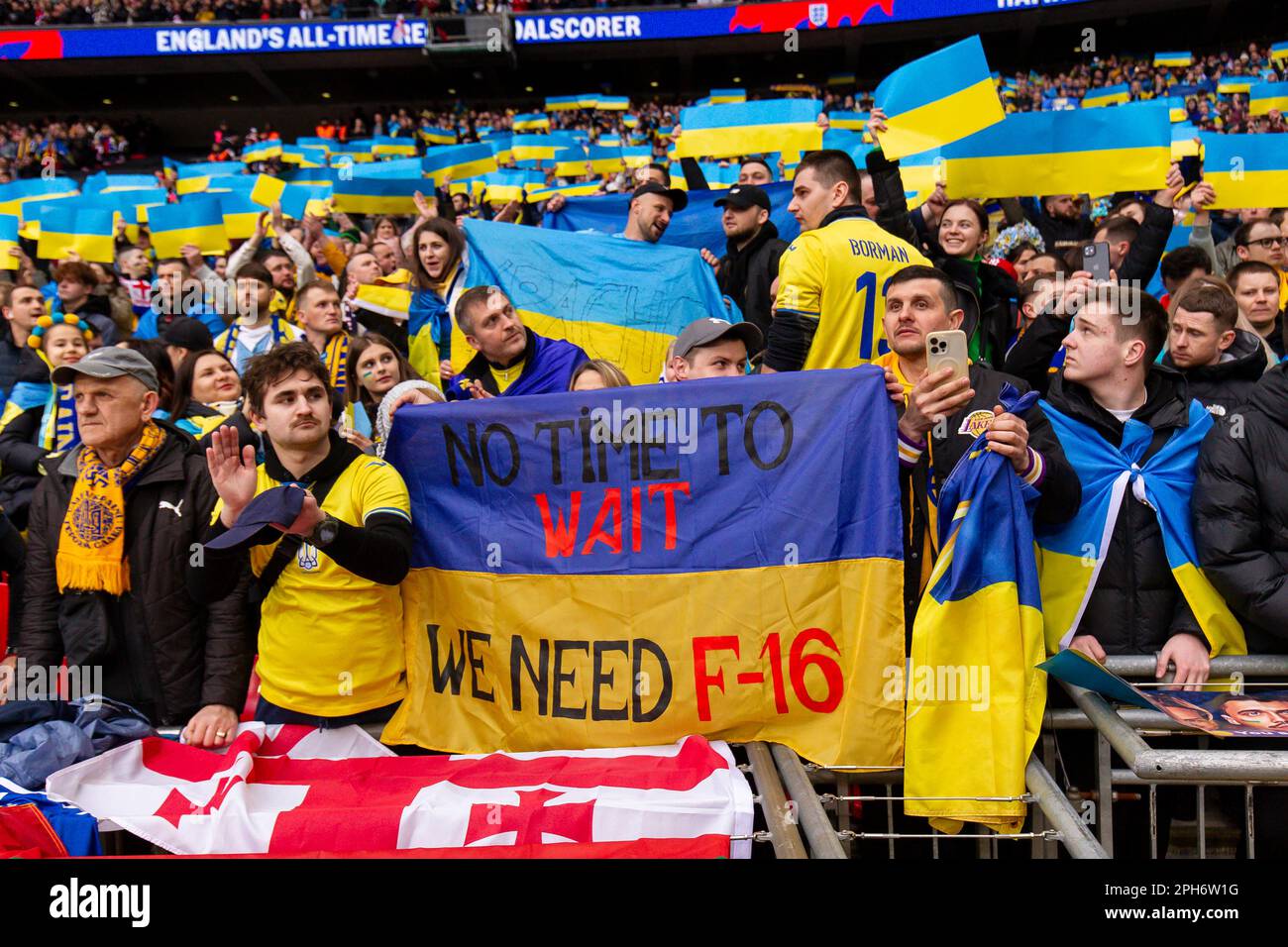 Ukraine fans during the UEFA Euro 2024 Qualifying Group C match between ...