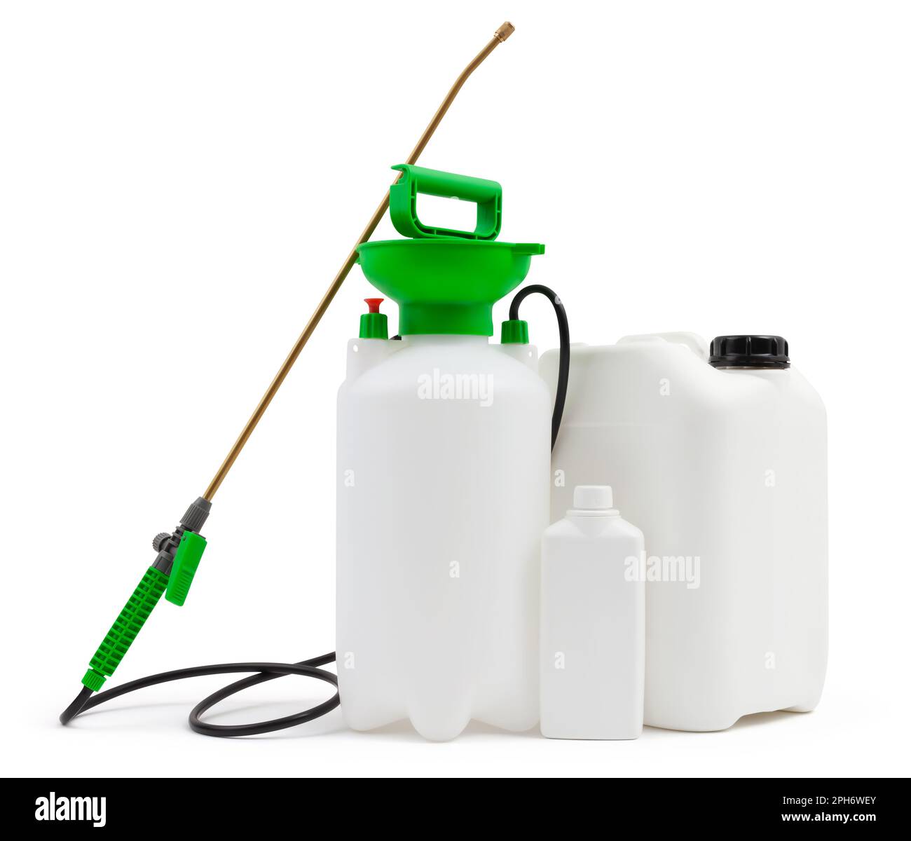 Cleaning and disinfection tools kit, isolated on white background with ...