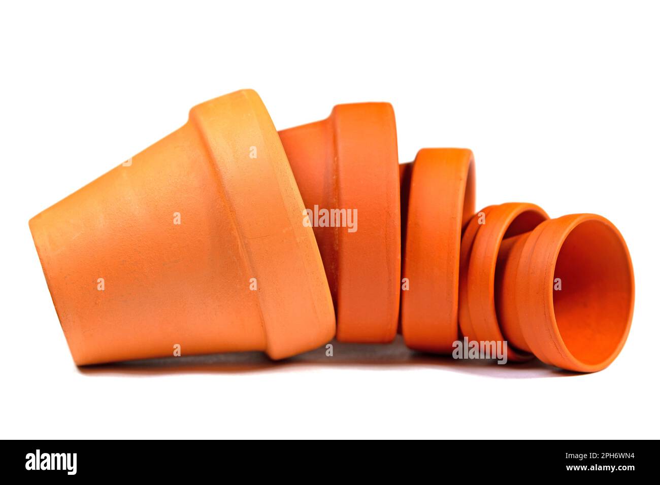 Empty flower pots isolated against white background Stock Photo - Alamy
