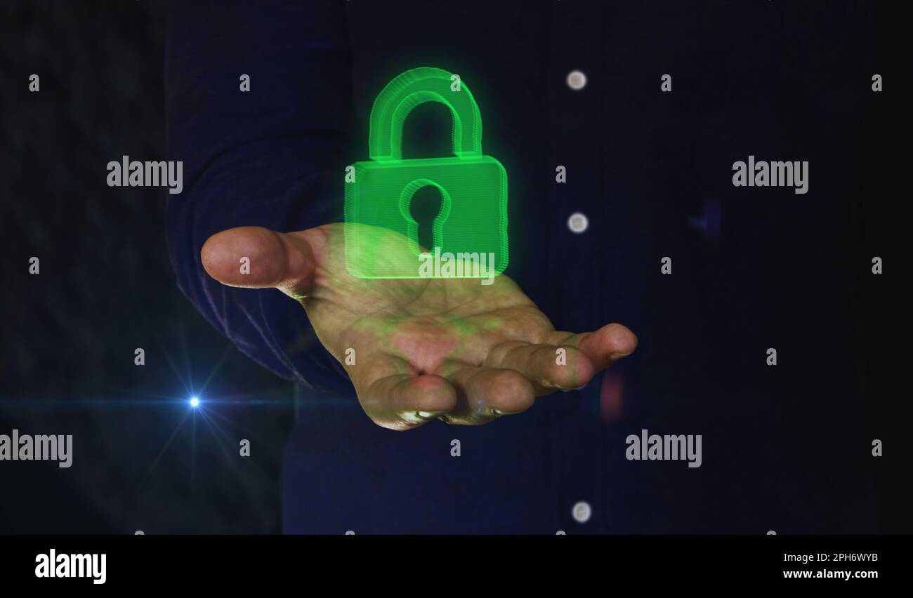 Cyber Security And Digital Computer Protection With Padlock 3d Symbol