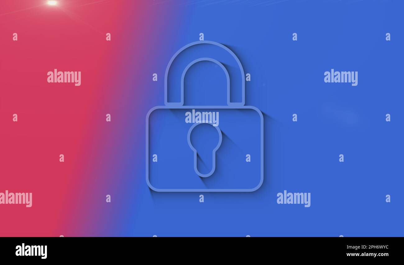Cyber security and digital computer protection with padlock symbol with ...