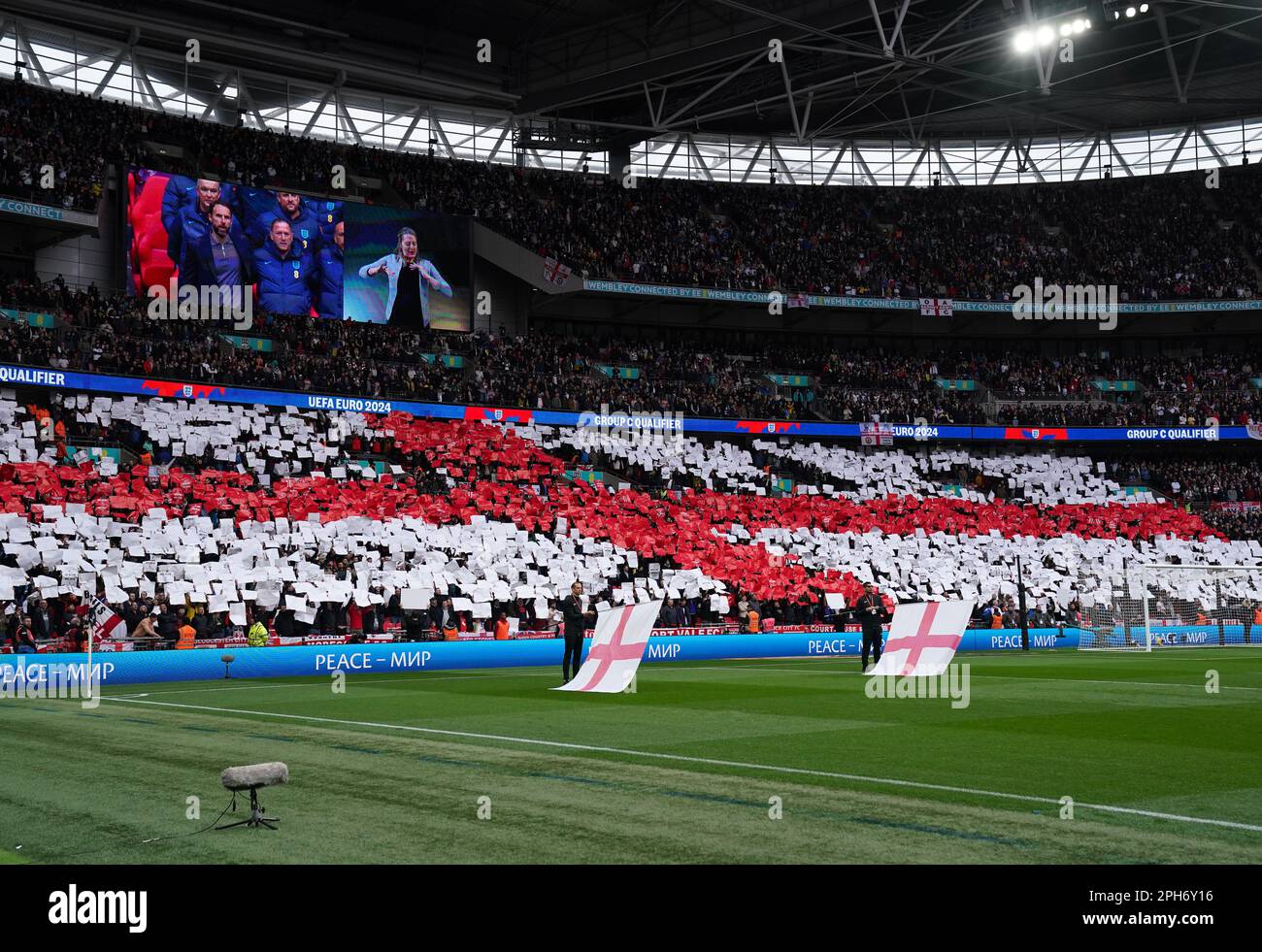 England flag bearers ahead of the UEFA Euro 2024 Group C qualifying ...