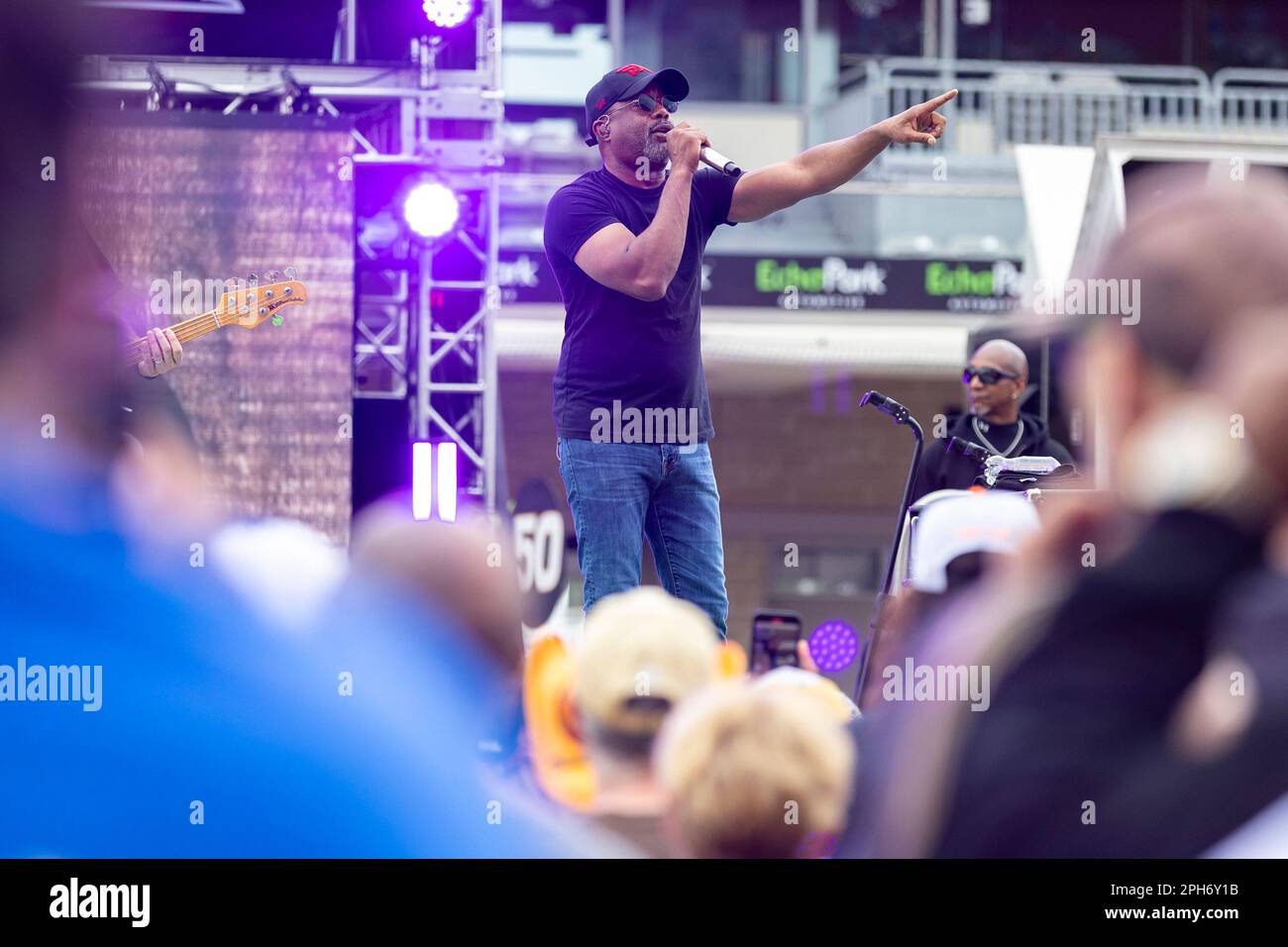 Darius Rucker performs a concert during the NASCAR Cup Series auto race ...