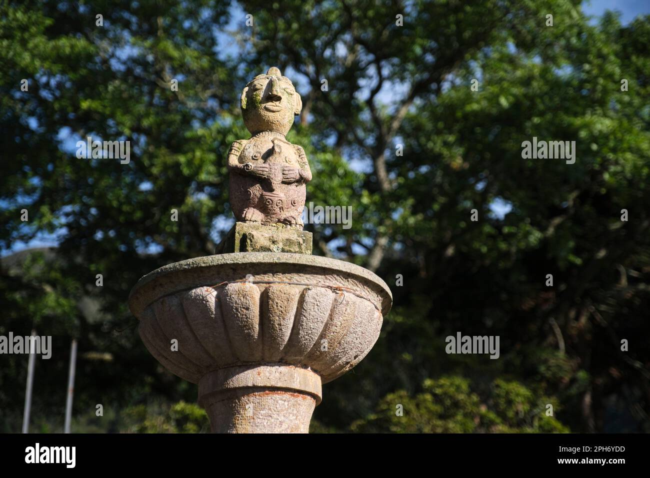 Fountain with pre-Hispanic design in the main square of Sopo ...