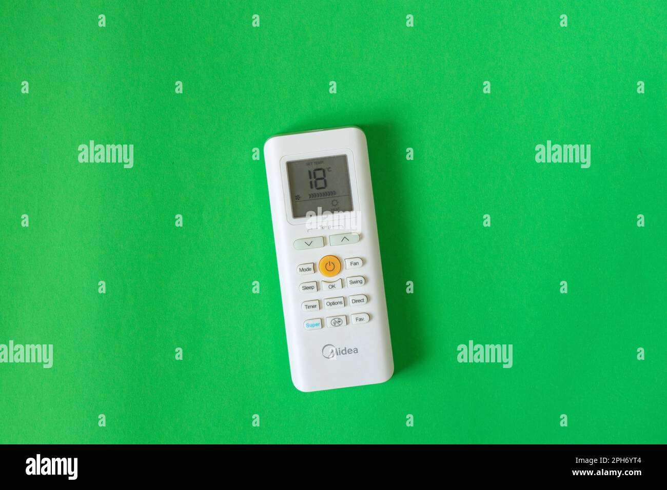 white remote control from air conditioner on isolated background close ...
