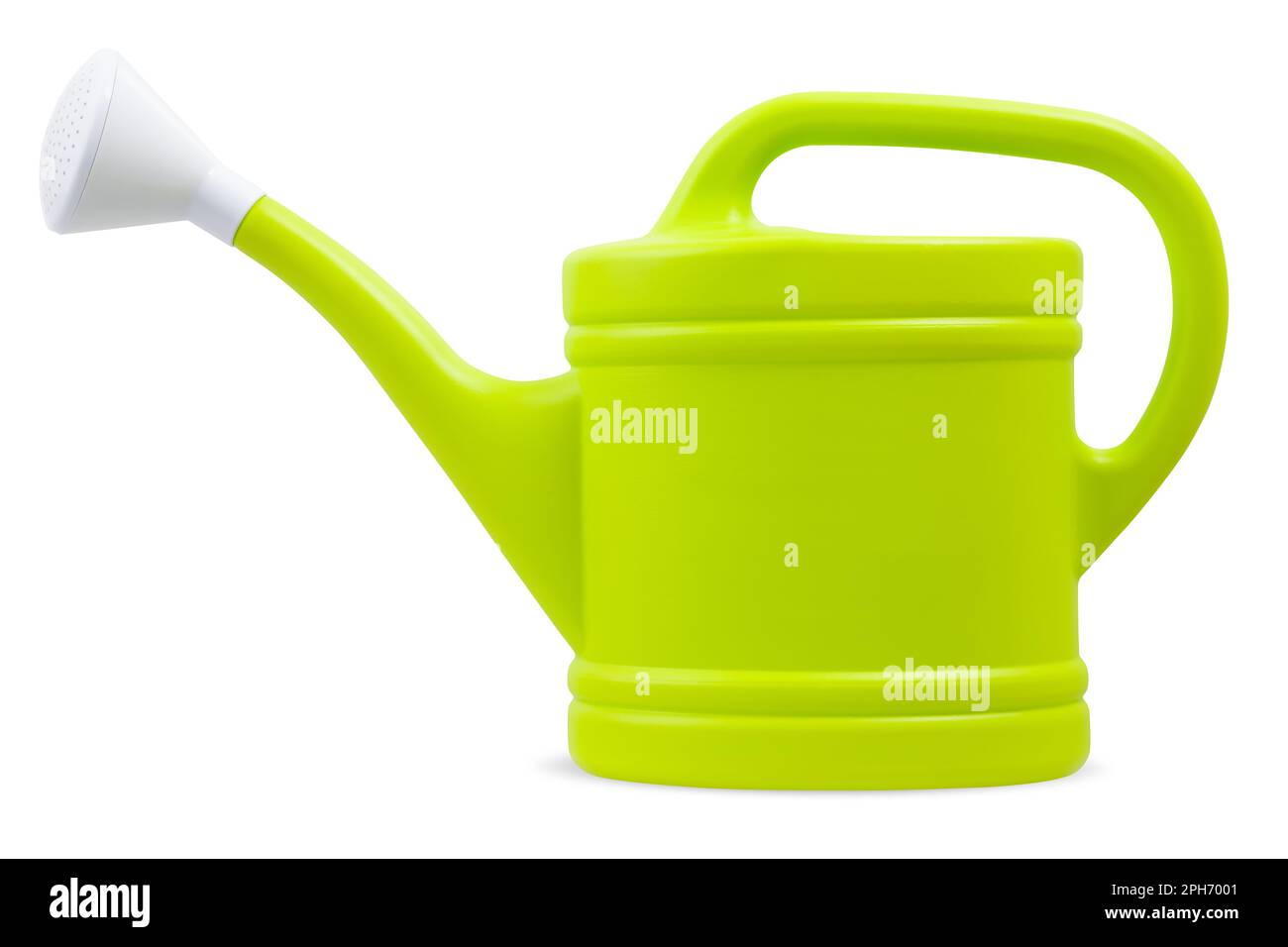 Colorful green Plastic Watering Can, isolated on white background with ...