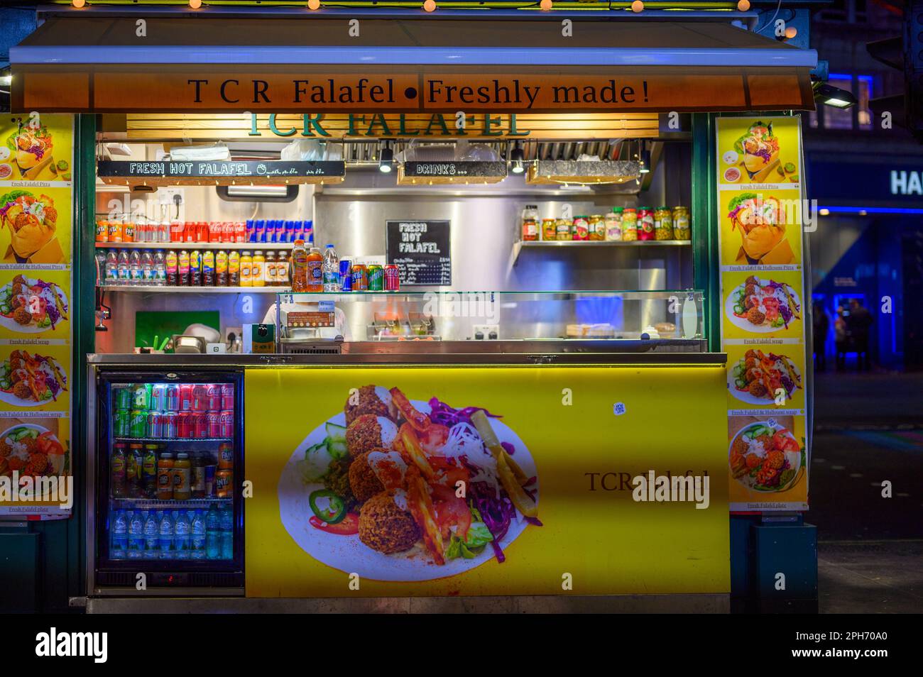 LONDON - November 12, 2022: Visit the TCR Falafel Kiosk after sundown ...