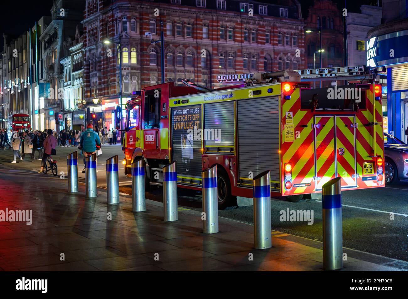 LONDON - November 12, 2022: The firefighting team works through the ...