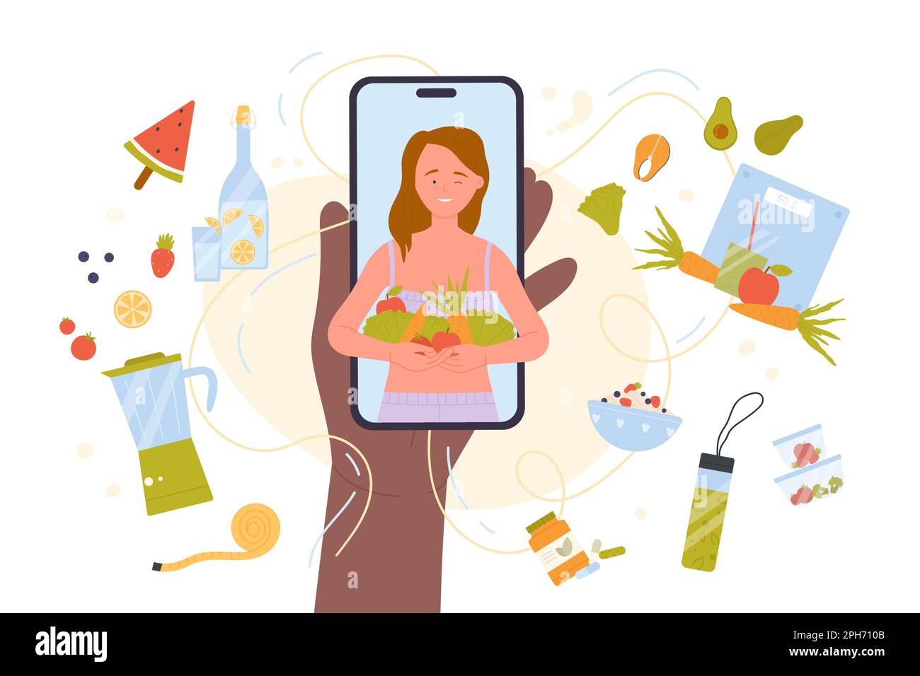 Mobile app for healthy lifestyle and nutrition vector illustration ...