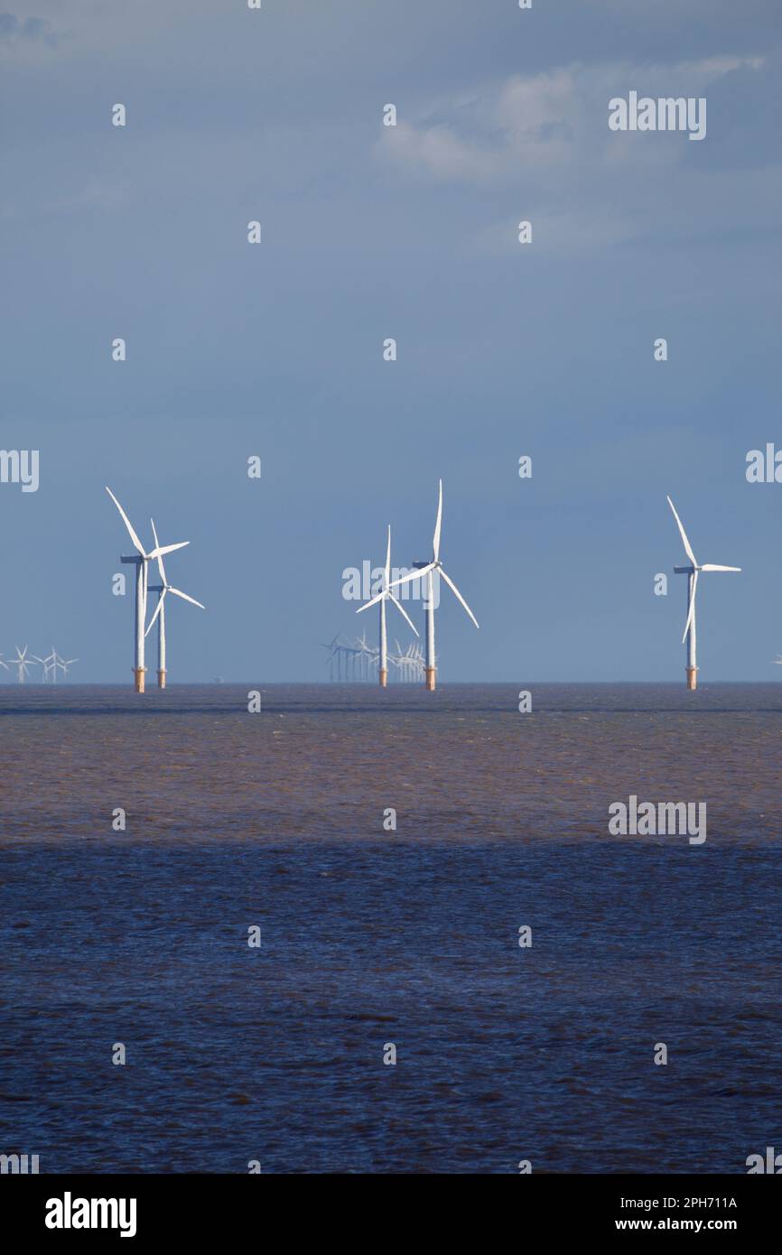 Offshore wind turbines at Gunfleet Sands off Clacton on Sea Essex Stock ...