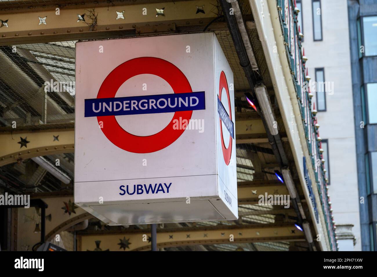 LONDON - November 13, 2022: The London Underground Subway sign is an ...