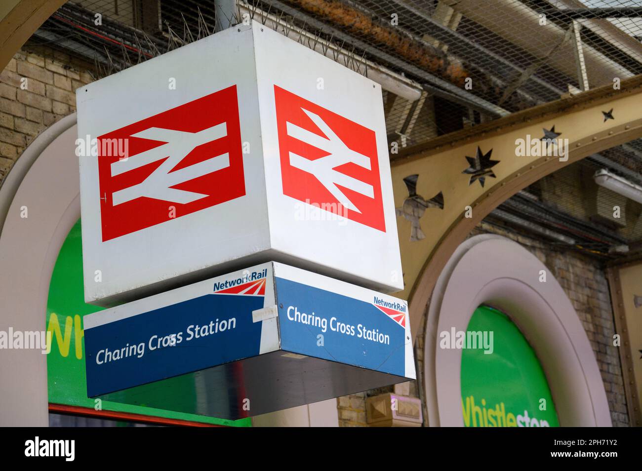 LONDON - November 13, 2022: This sign outside Charing Cross railway ...