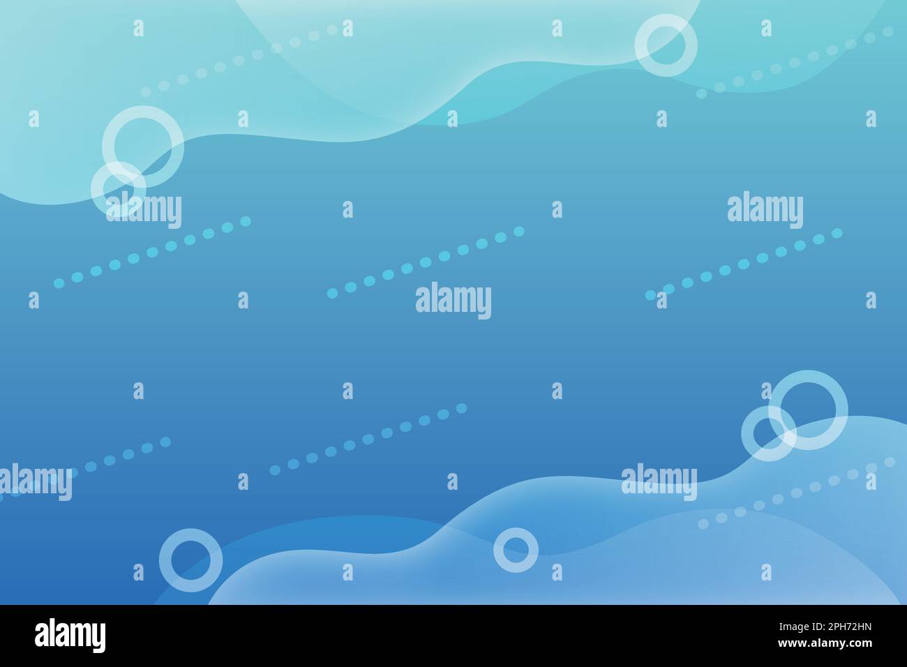 Blue gradation background with wavy frame and bubbles, vector ...