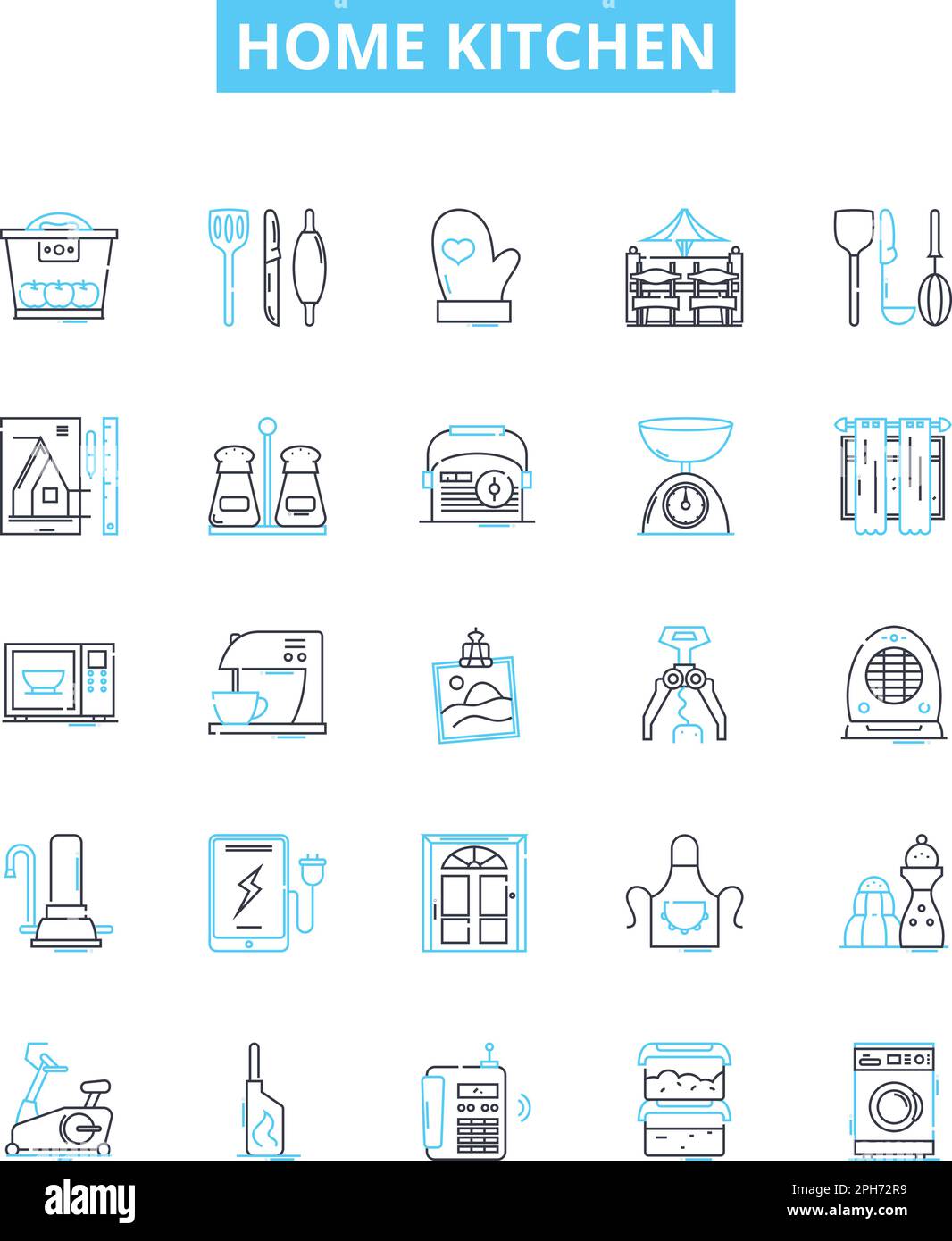 Home kitchen vector line icons set. Kitchen, Home, Cooking, Appliances ...