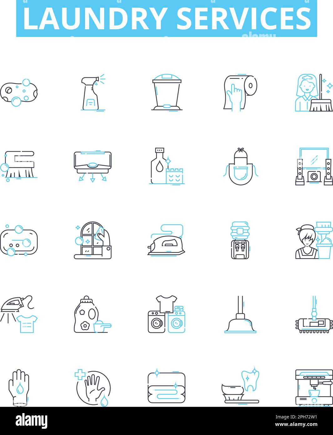 Laundry services vector line icons set. Laundry, Services, Washing ...