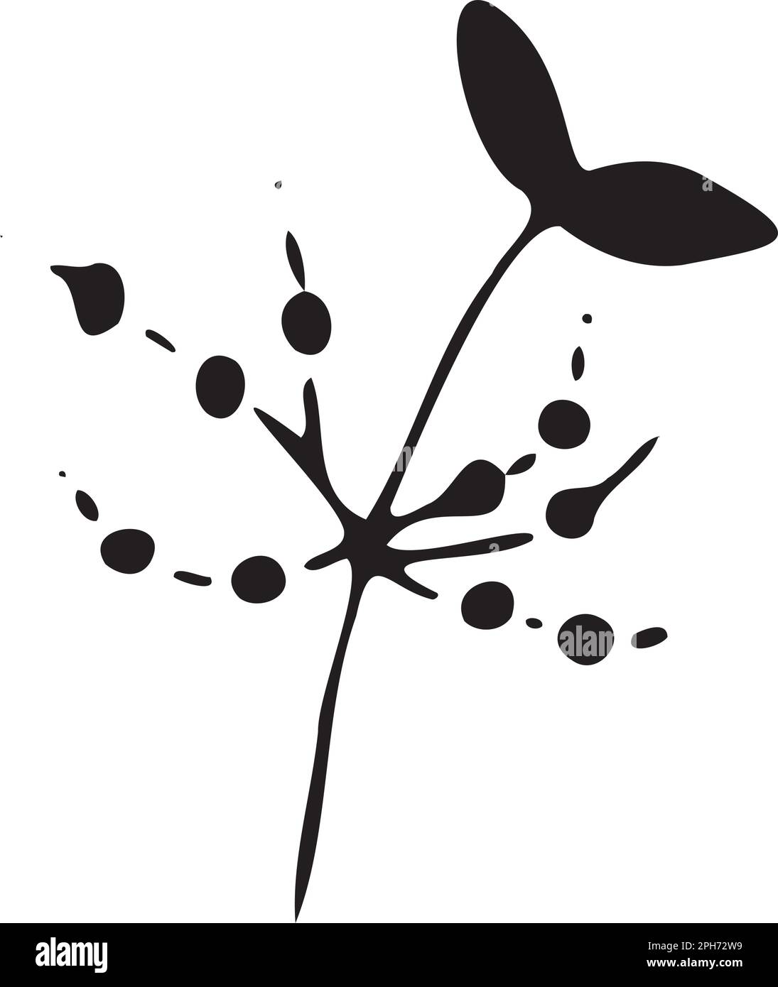 Vector sdrawing abstract herbs, monochrome artistic botanical ...