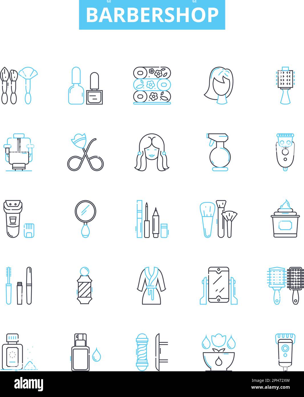 Barbershop vector line icons set. Barber, Haircut, Shave, Salon, Beard ...