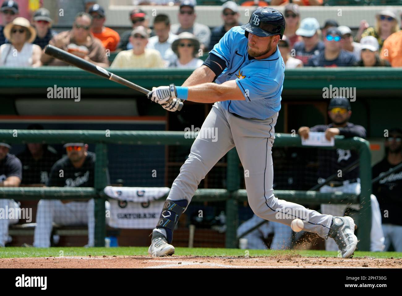 Tampa Bay Rays' Luke Raley fouls a pitch in the second inning of a ...