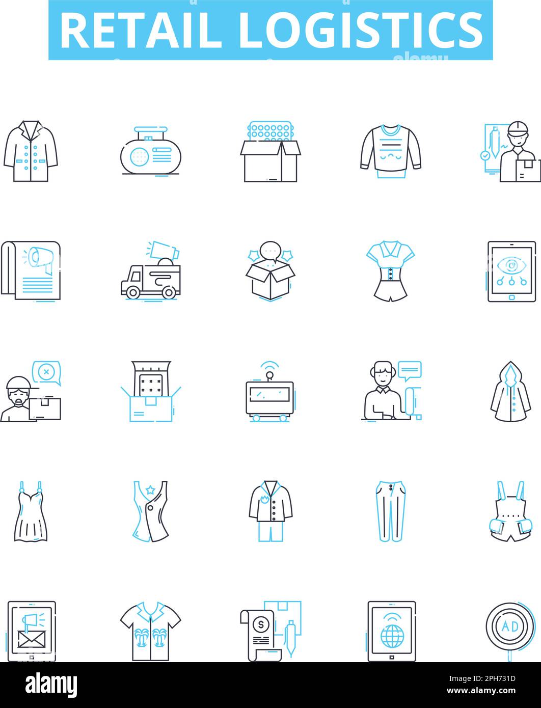 Retail logistics vector line icons set. Retail, Logistics, Procurement ...