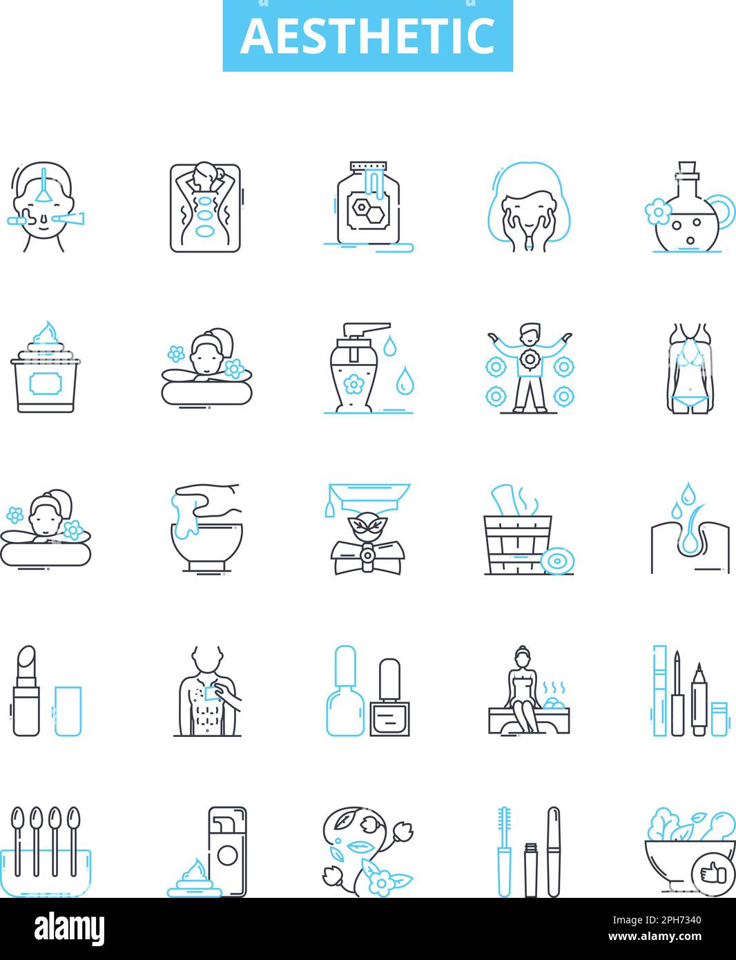 Aesthetic vector line icons set. Beautiful, Pretty, Elegant, Artistic ...