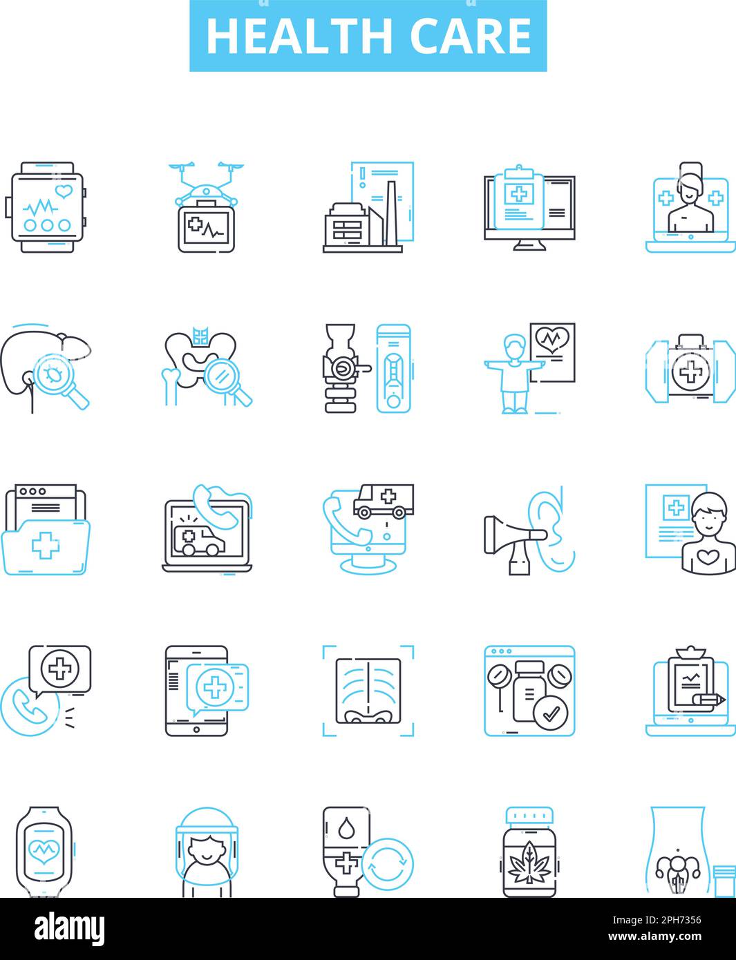 Health care vector line icons set. Medicine, Wellness, Health ...