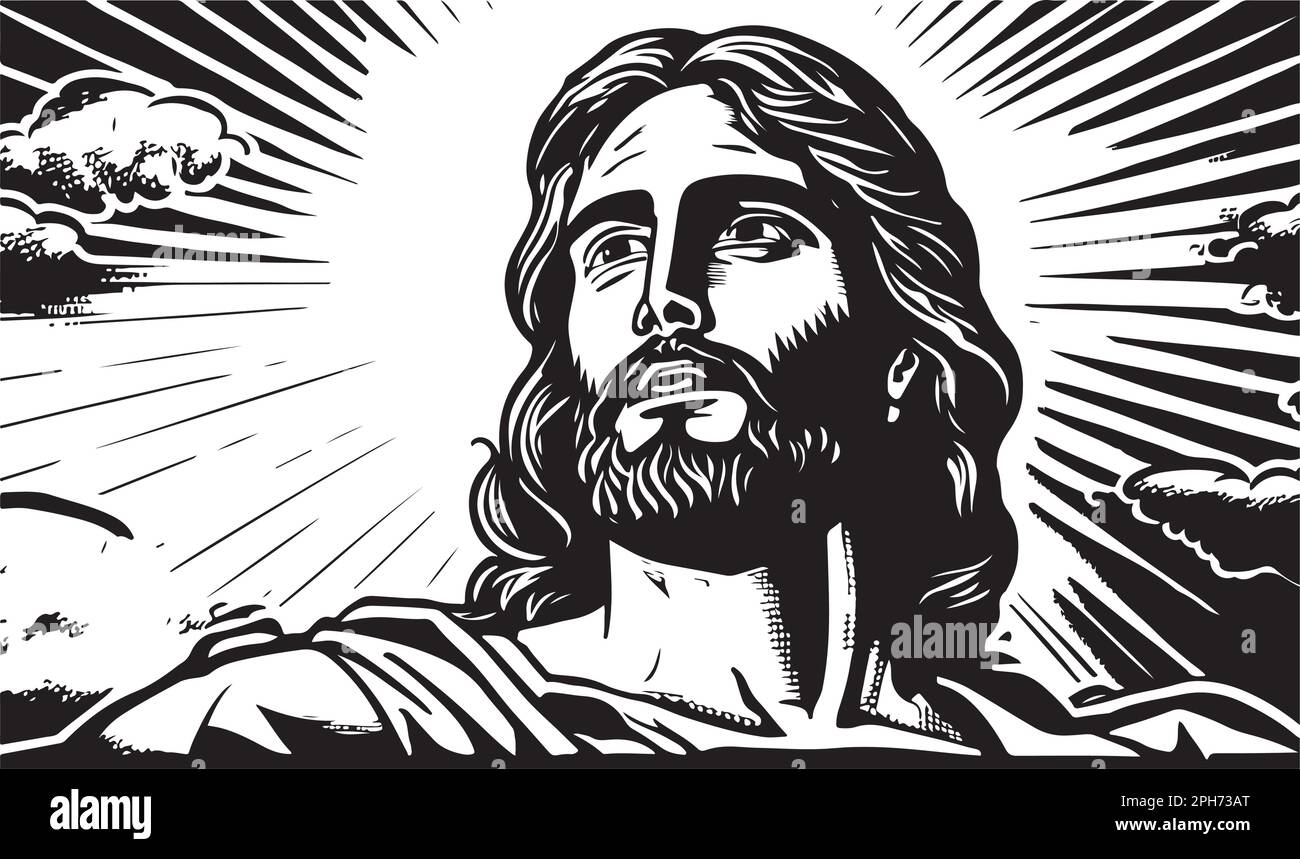 Beautiful linocut art or colouring page of Jesus Christ made for print ...