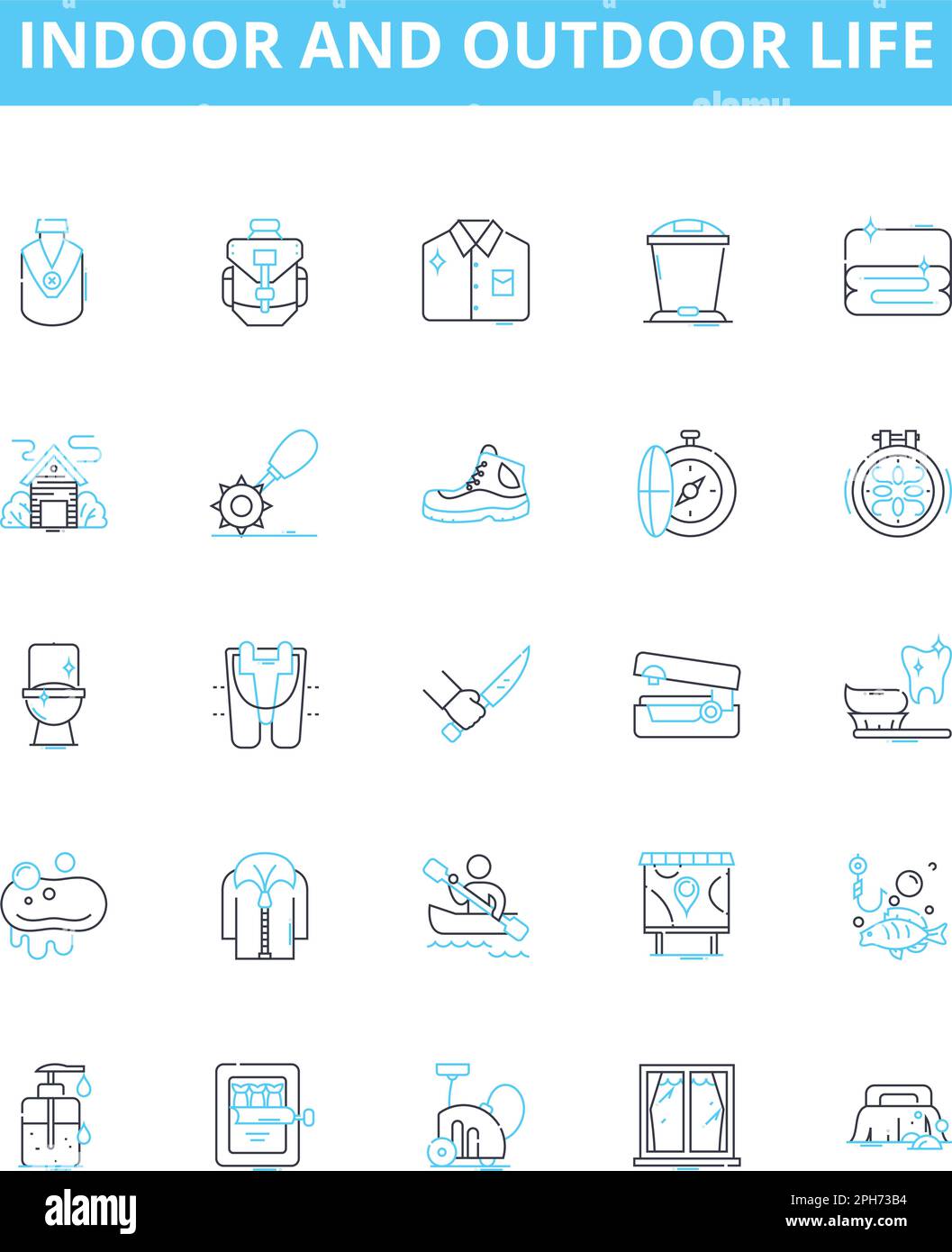 Indoor and outdoor life vector line icons set. Indoors, Outdoors ...