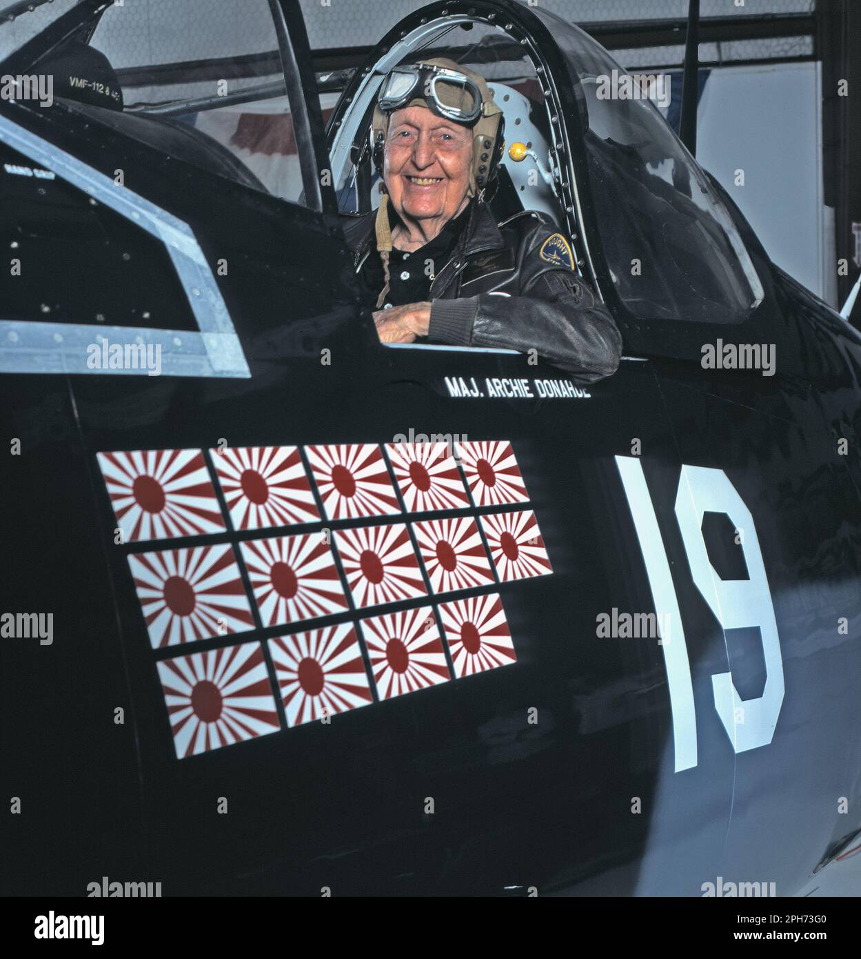 Colonel Archie Donahue, WWII Marine Ace in a Corsair, similar to the ...