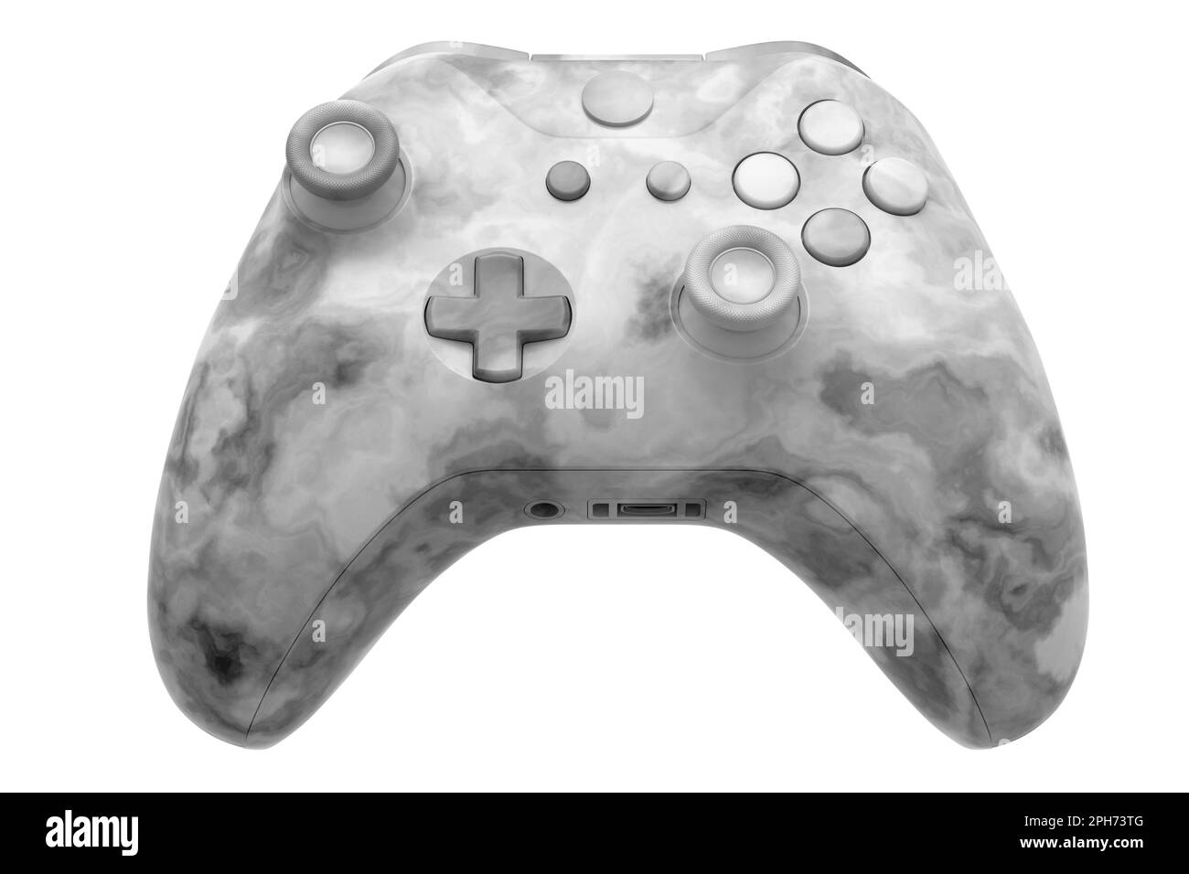 Realistic video game joystick with black marble texture on white ...