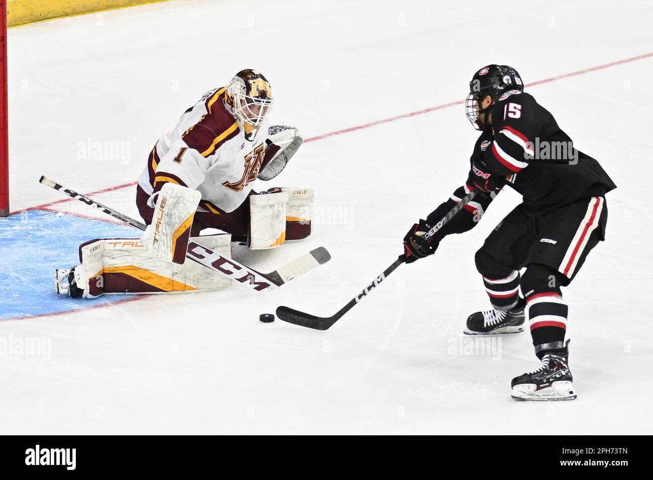 St. Cloud State Huskies forward Micah Miller (15) makes a move on ...