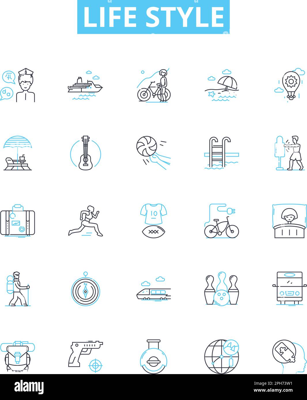 Life style vector line icons set. Lifestyle, Trend, Habits, Well-being ...