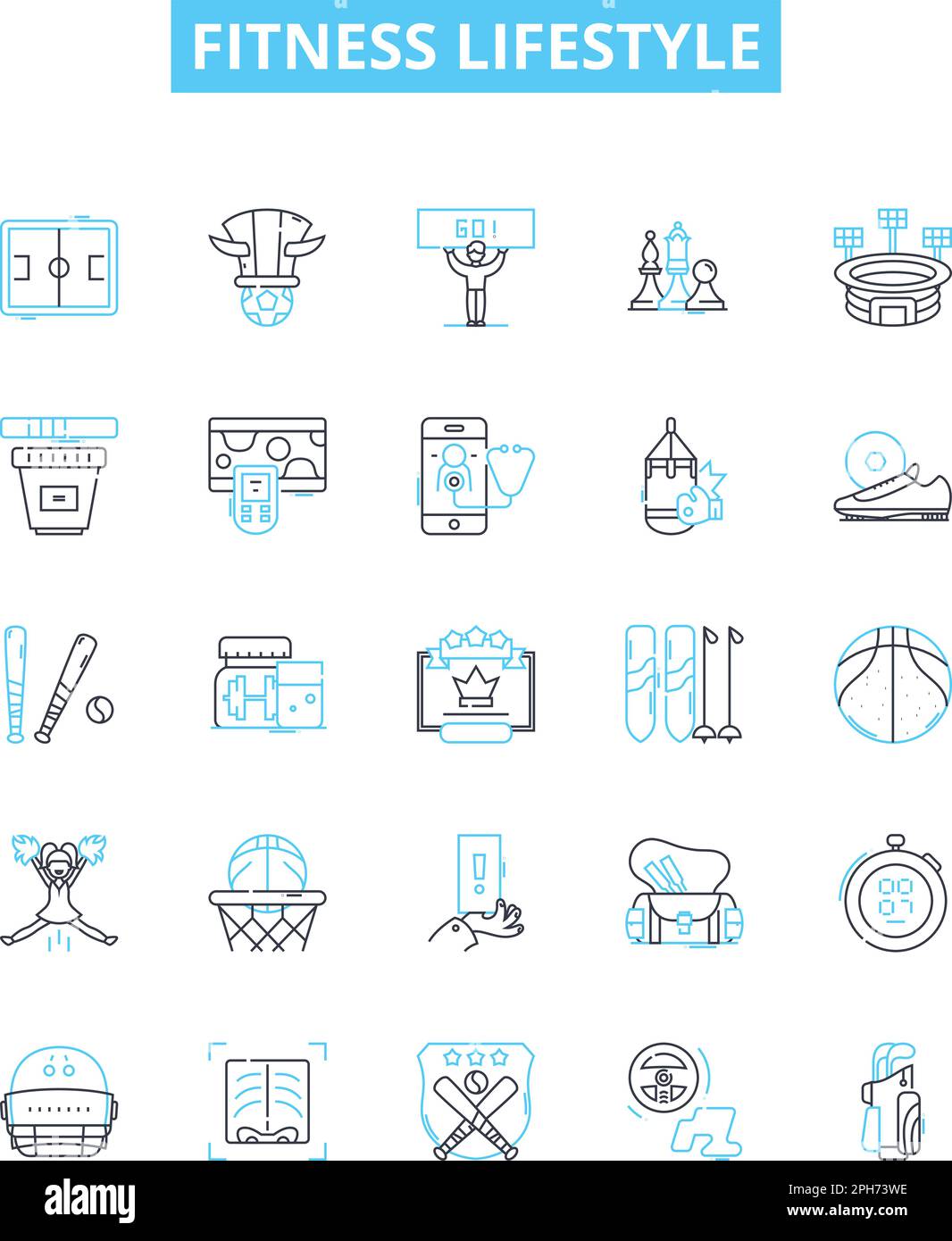 Fitness lifestyle vector line icons set. Workout, Exercise, Nutrition ...