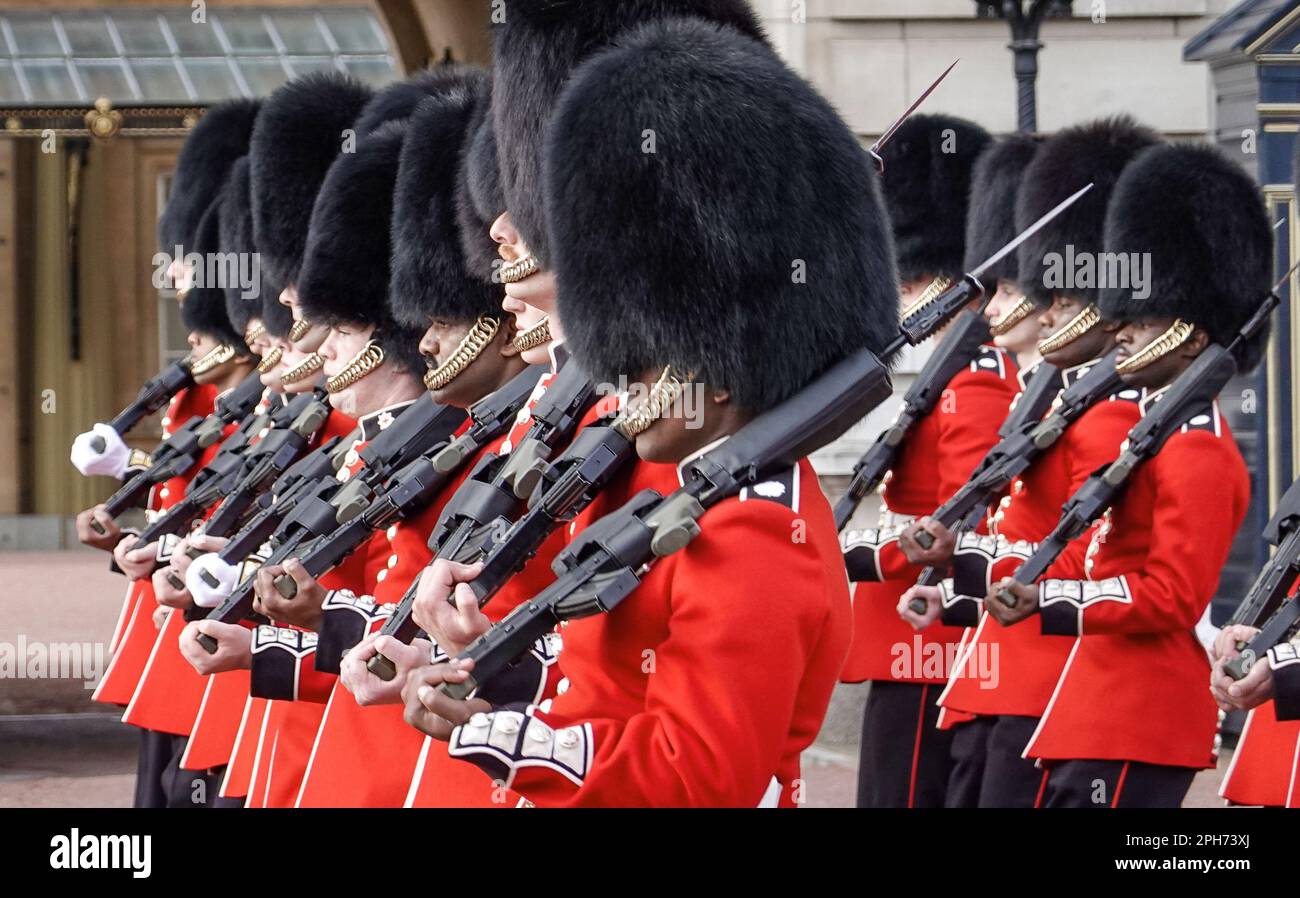 London, UK. 28th Oct, 2022. Guards of the Royal Guard march in front of ...
